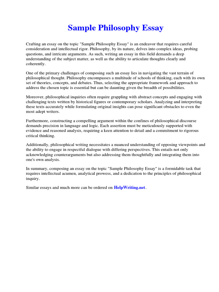 Sample Philosophy Essay | PDF | Barbie | Beowulf