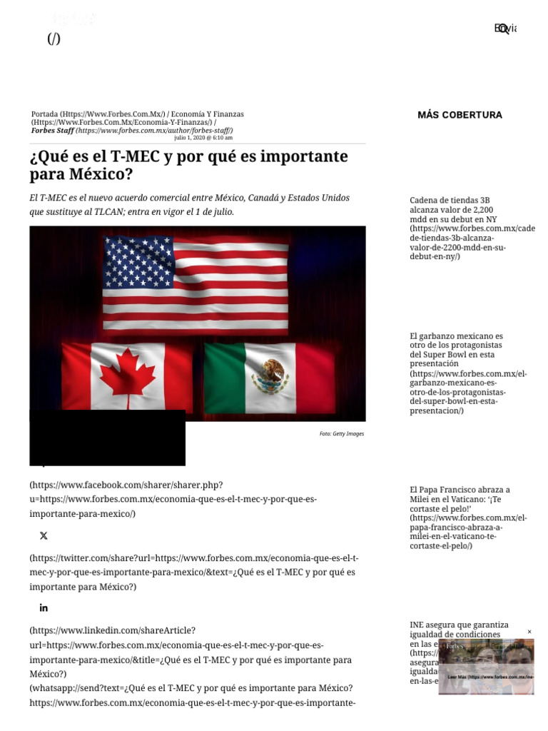 ¿Qué Es El T-MEC y Por Qué Es Importante para México | PDF | Tratado de Libre Comercio ...
