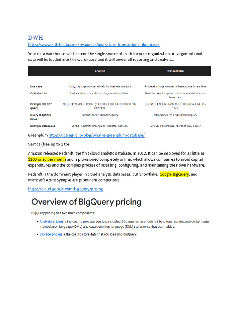 DWH | PDF | Apache Hadoop | Databases DWH | PDF | Apache Hadoop | Databases
