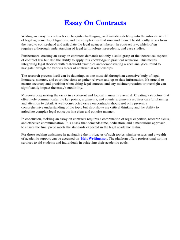 Essay On Contracts | Download Free PDF | Essays | Critical Thinking