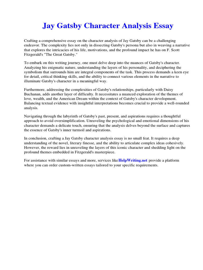 Analyzing Jay Gatsby's Character | PDF | The Great Gatsby