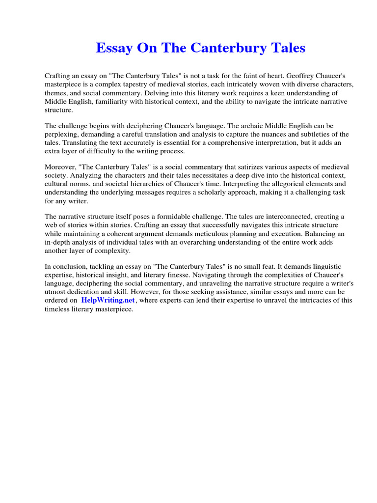 Essay On The Canterbury Tales | PDF | Practice Of Law | Mexican Revolution