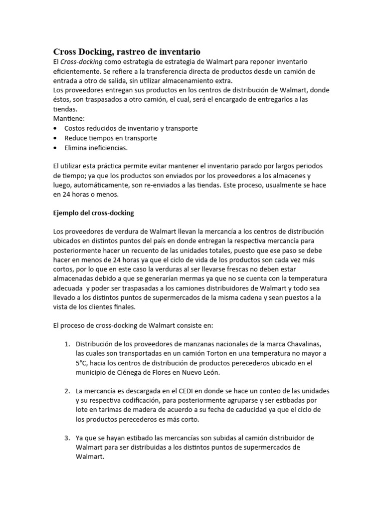 Cross Docking Ejemplo | PDF | Walmart | Inventario