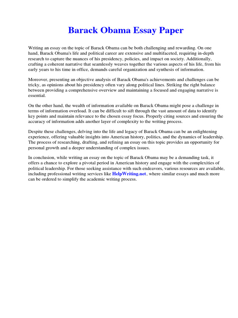 Barack Obama Essay Paper | PDF | Beowulf | Edgar Allan Poe