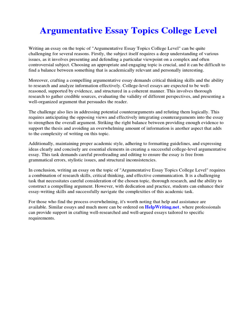 Argumentative Essay Topics College Level | PDF | Human Trafficking | Jesus