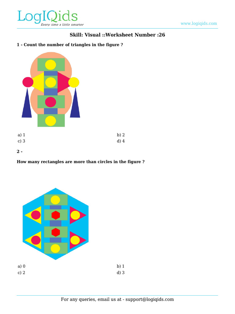 Skill: Visual::Worksheet Number:26: 1 - Count The Number of Triangles ...