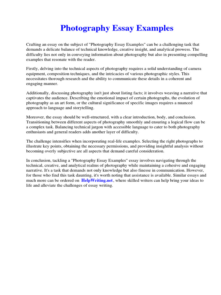 Photography Essay Examples | PDF | Superman | Essays