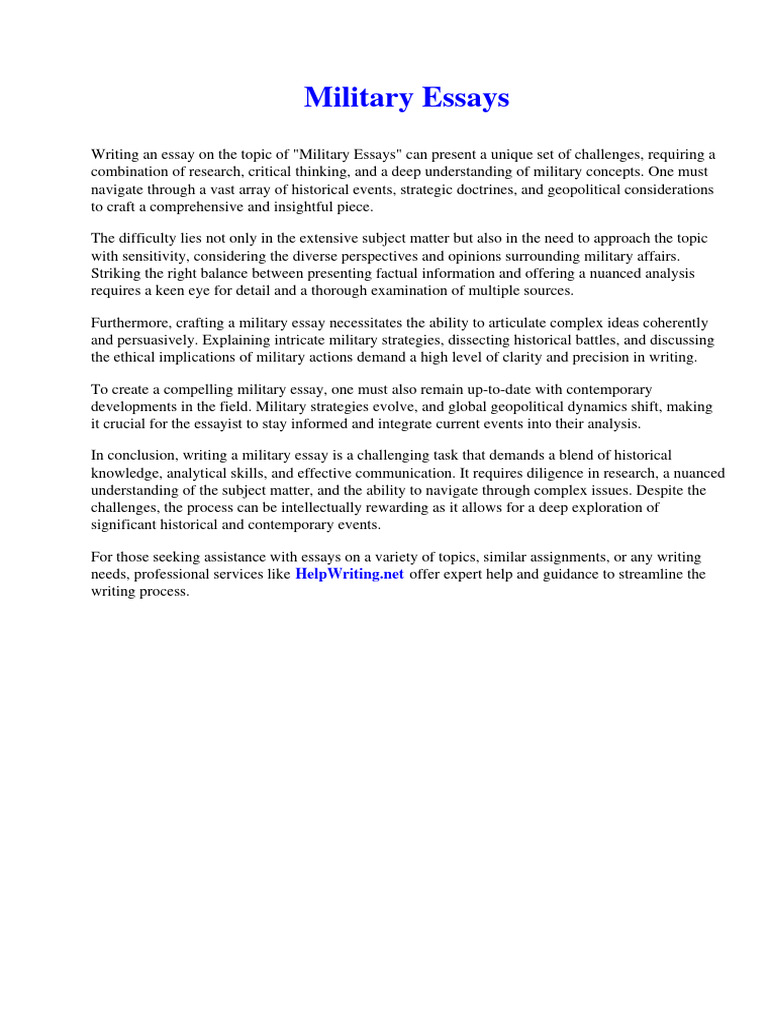 Military Essays | PDF | Progressivism In The United States | Essays