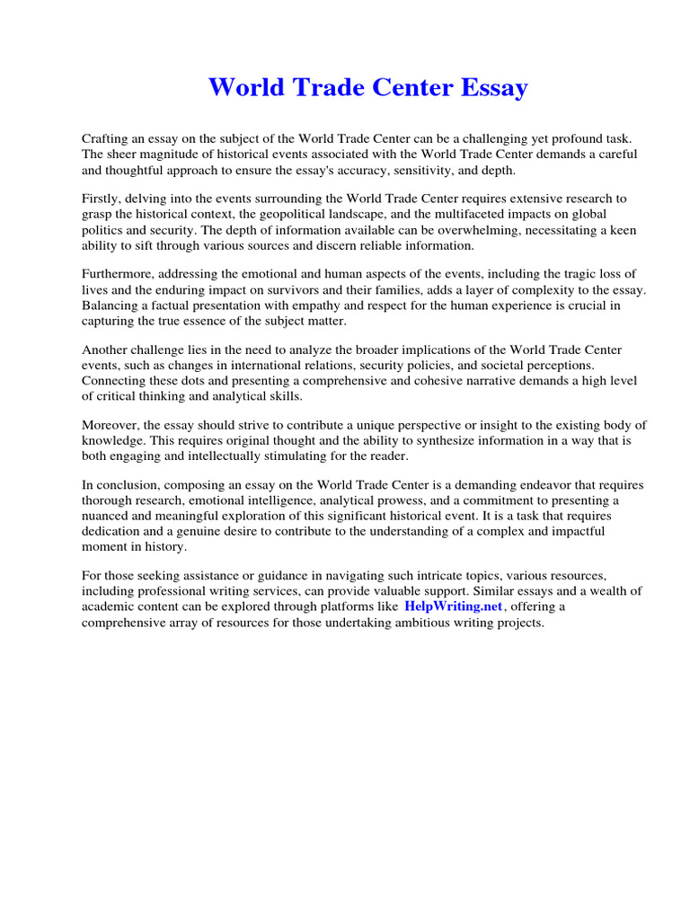 World Trade Center Essay | Download Free PDF | Essays | Police