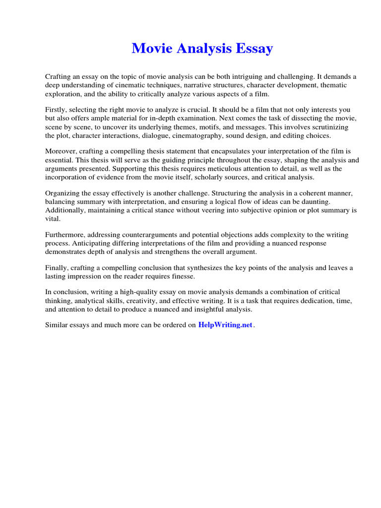 Movie Analysis Essay | PDF | Lidar | Essays
