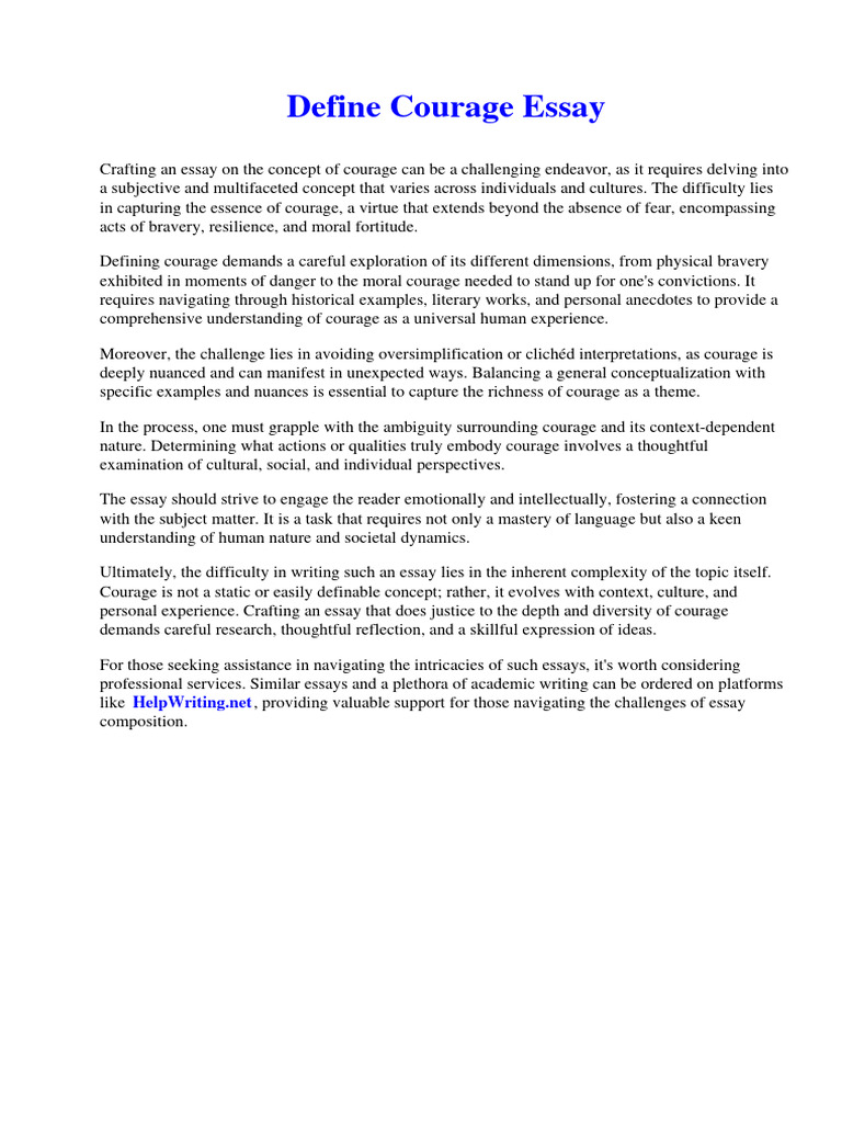 Define Courage Essay | PDF | Courage | Essays
