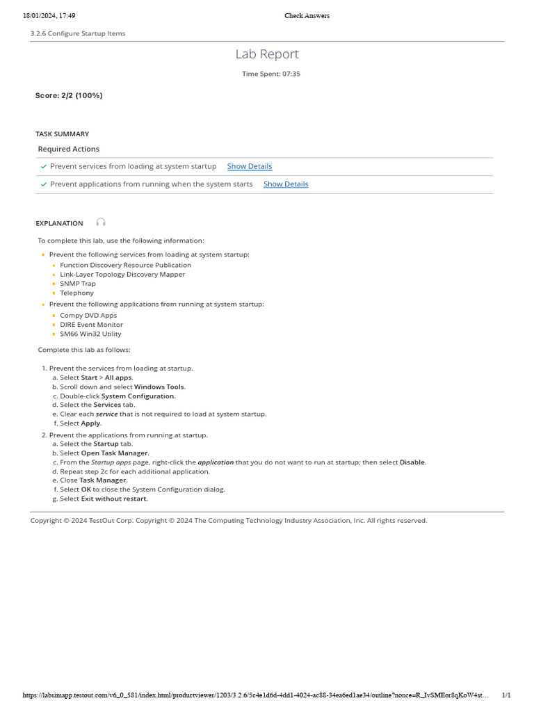 Configure Startup Items | PDF