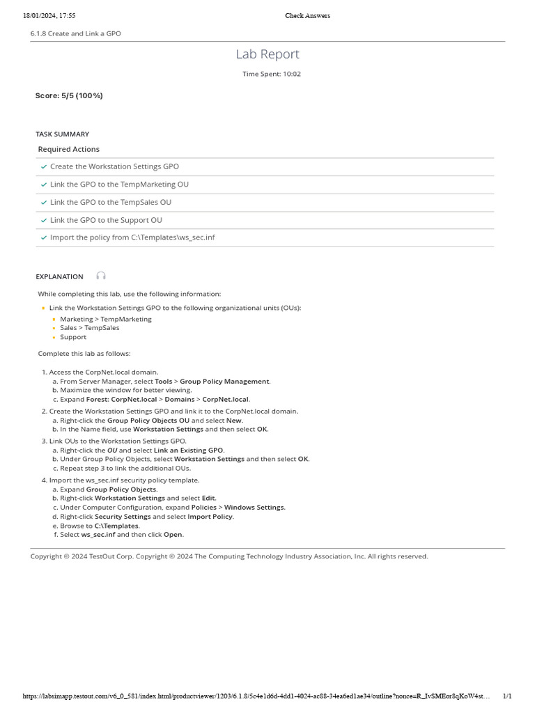 Create and Link A GPO | PDF