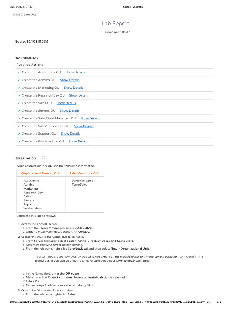 Create OUs | PDF | Active Directory | Computer Architecture