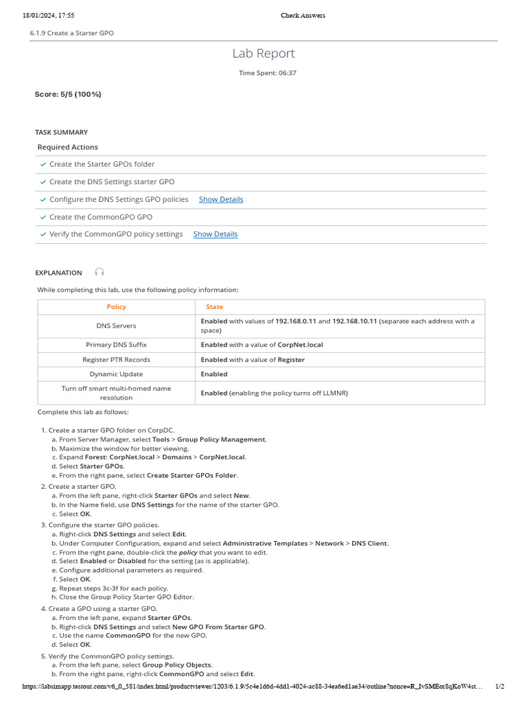 Create A Starter GPO | PDF | Group Policy | Domain Name System