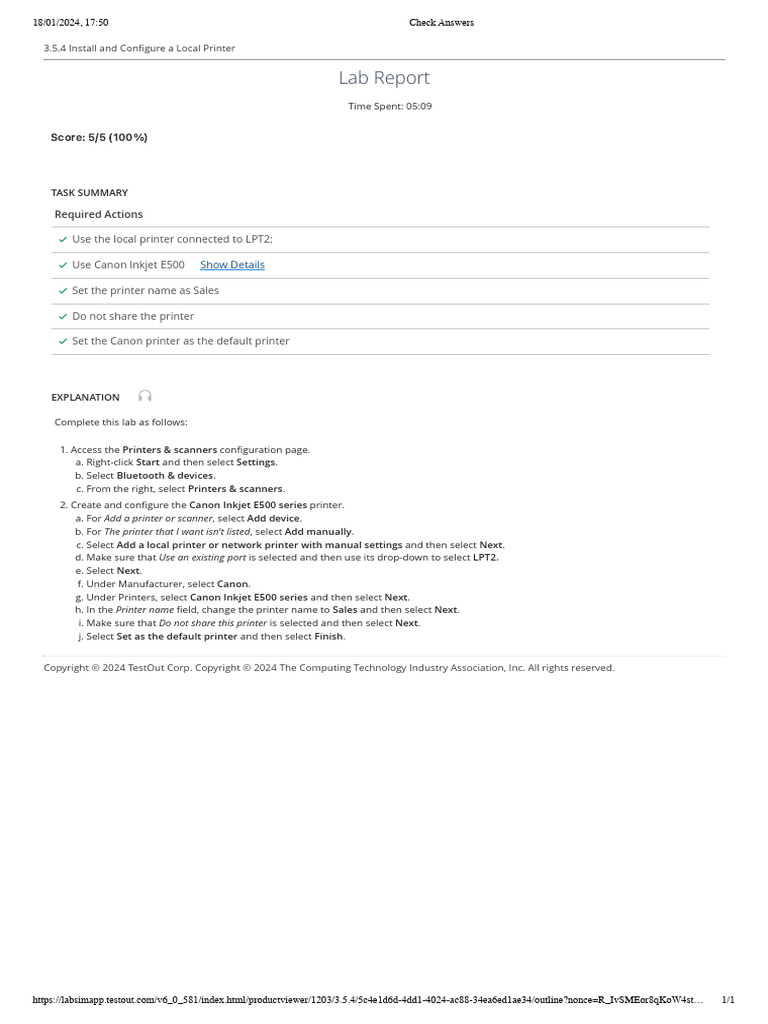 Install And Configure A Local Printer Pdf Business Computers 