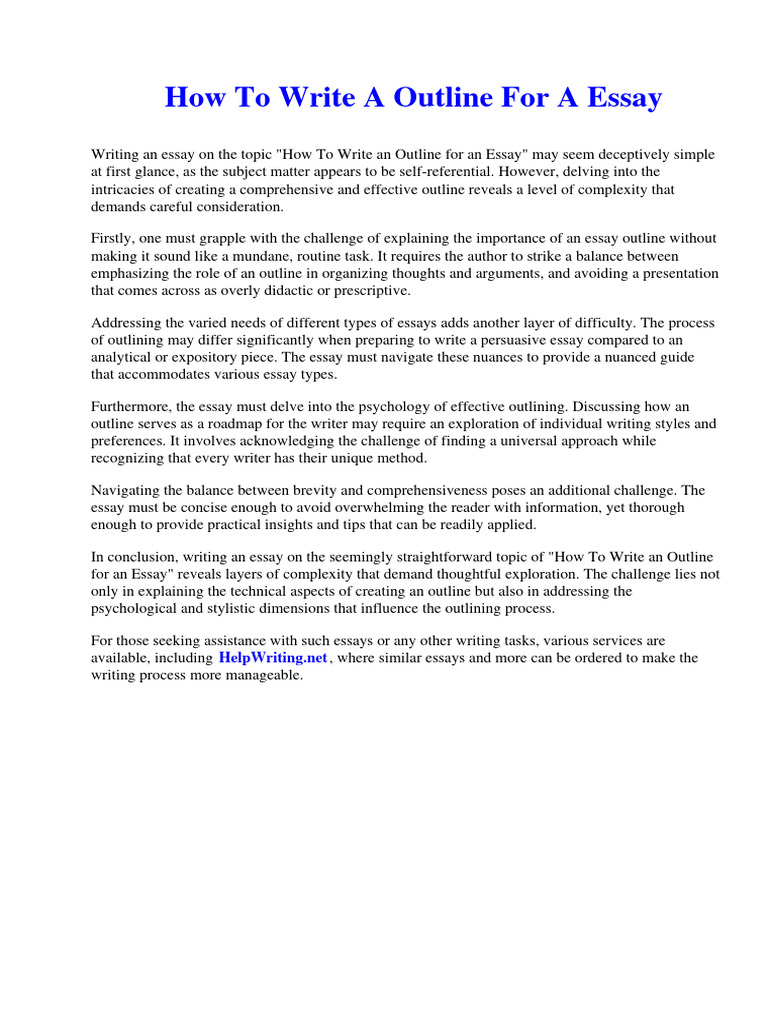 How To Write A Outline For A Essay | PDF | Essays