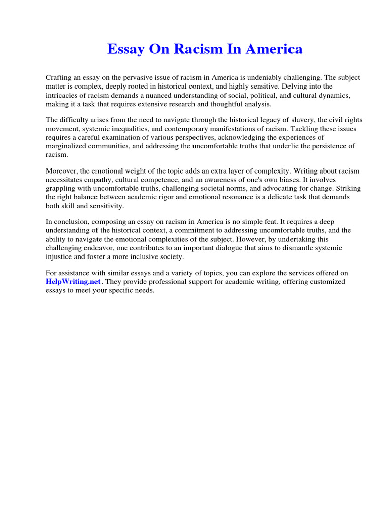 Essay On Racism in America | PDF | Edward Snowden | Educational Assessment