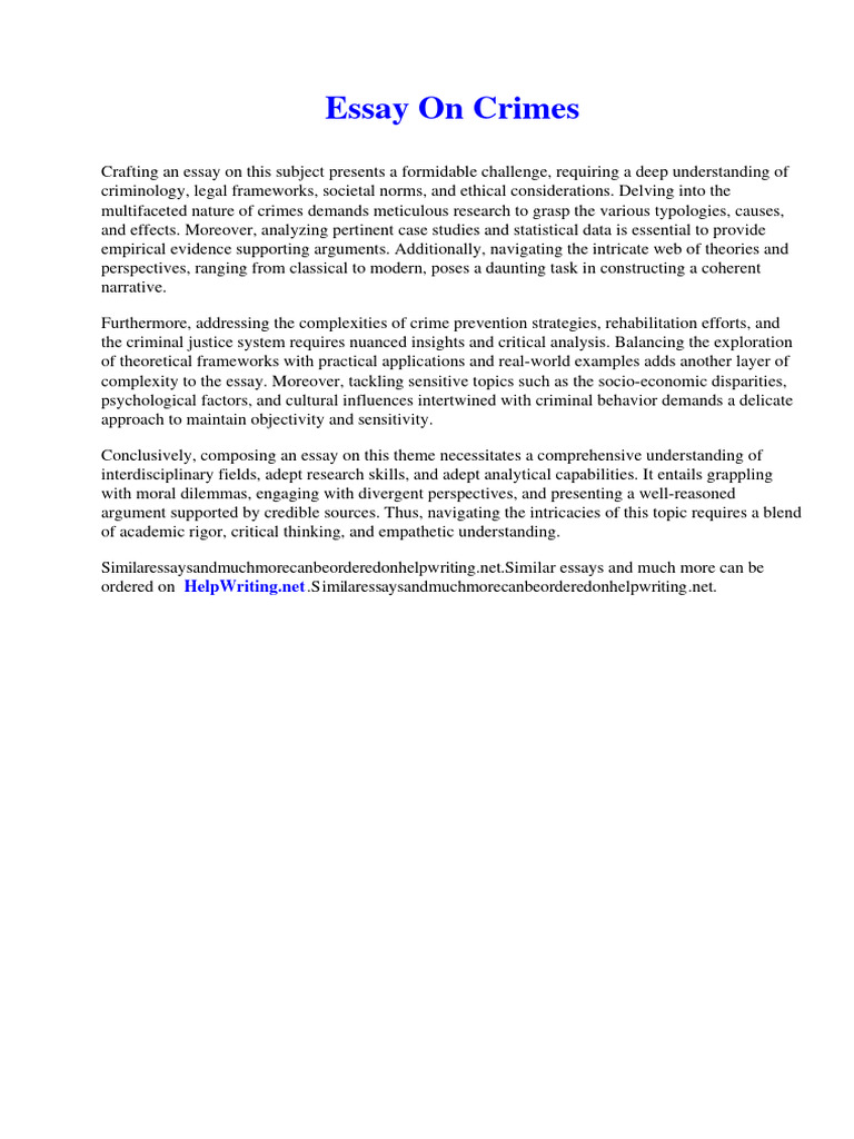 Essay On Crimes | PDF | Critical Thinking | Crimes