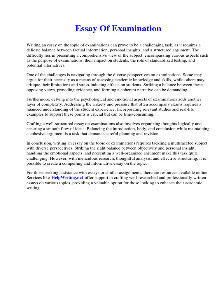 Essay of Examination | PDF | Essays | Social Work