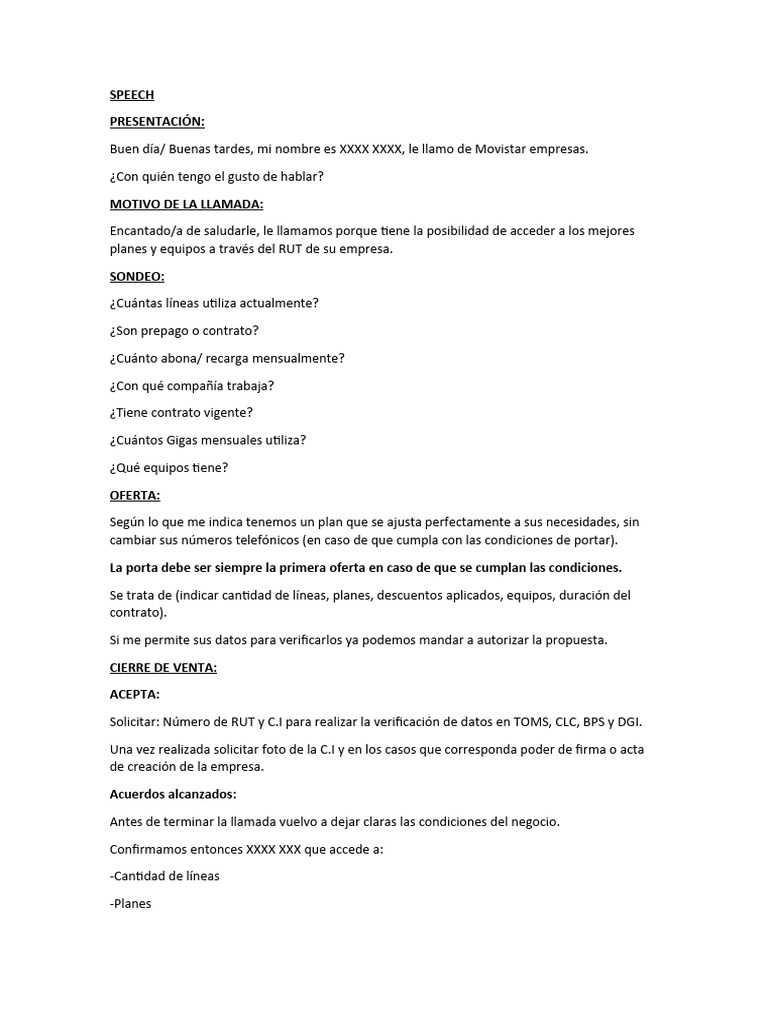 Speech de Venta | PDF
