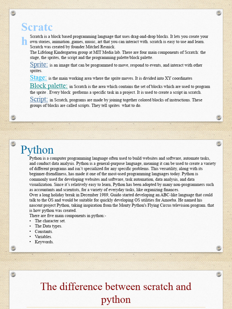 The Diffrence Between Scratch And Python Pdf Scratch Programming Language Python