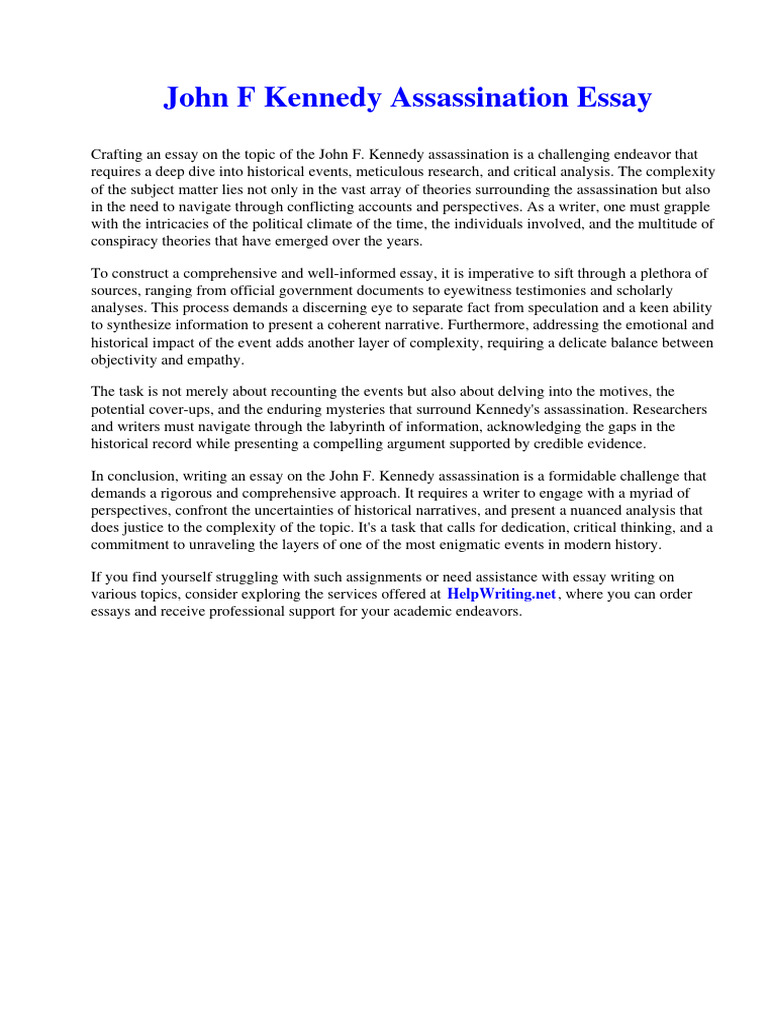 John F Kennedy Assassination Essay | PDF | Damages | Israel