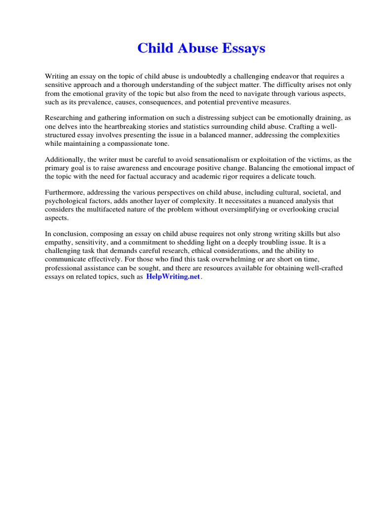 Child Abuse Essays | Download Free PDF | Mind | Child Abuse
