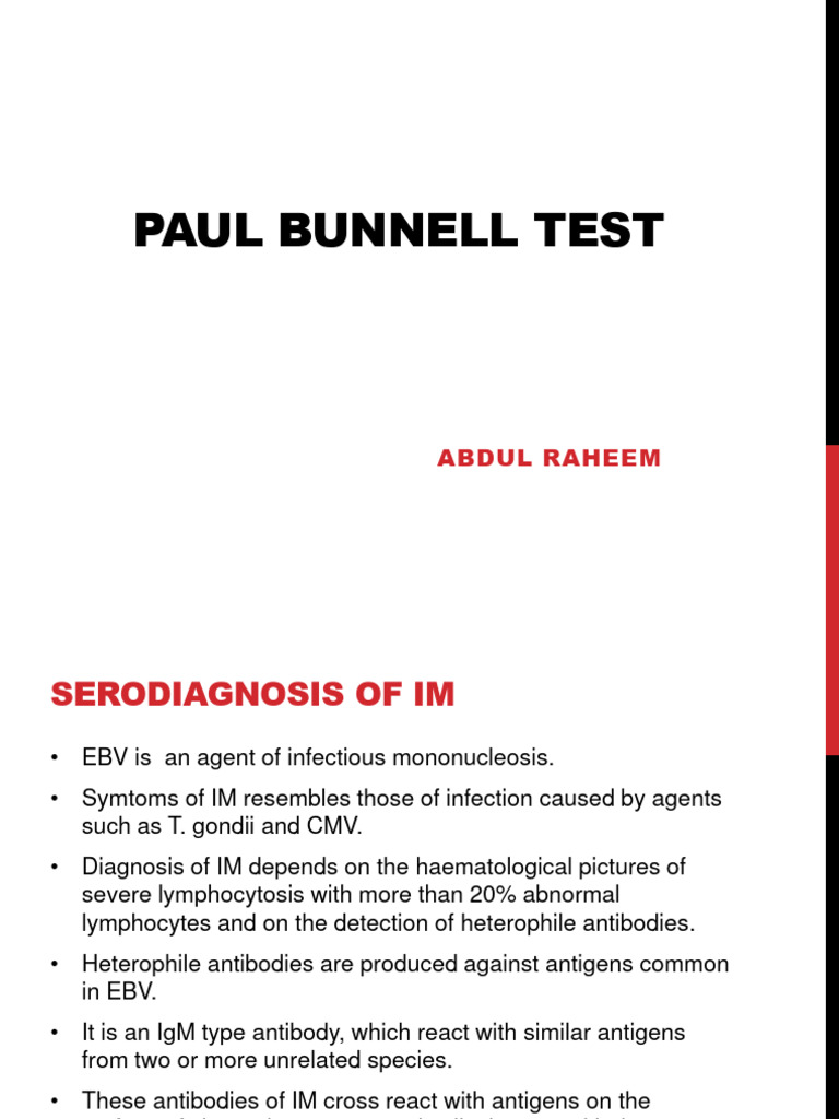 Paul Bunnell Test | PDF | Medical Specialties | Immunology