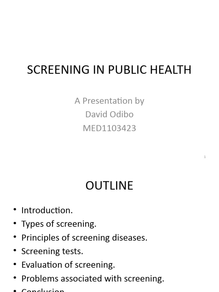 Public Health Screening Overview | PDF | Sensitivity And Specificity ...