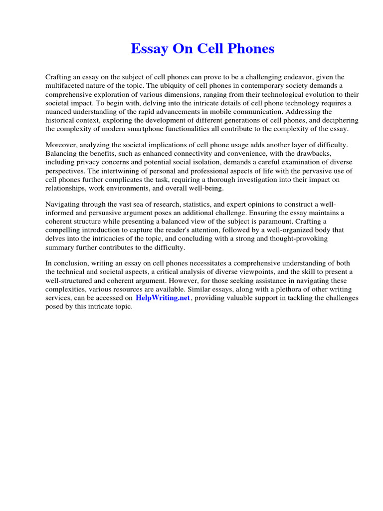 Essay On Cell Phones | PDF | Industrial Revolution | Thanksgiving