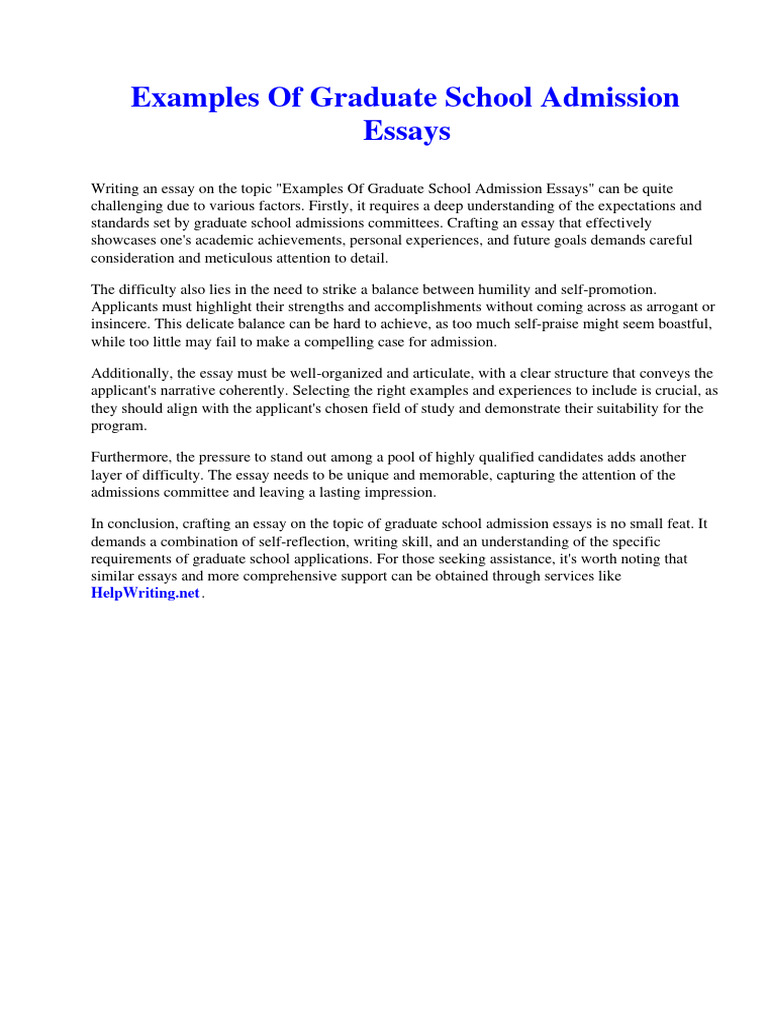 Examples of Graduate School Admission Essays | PDF | Microscopy ...