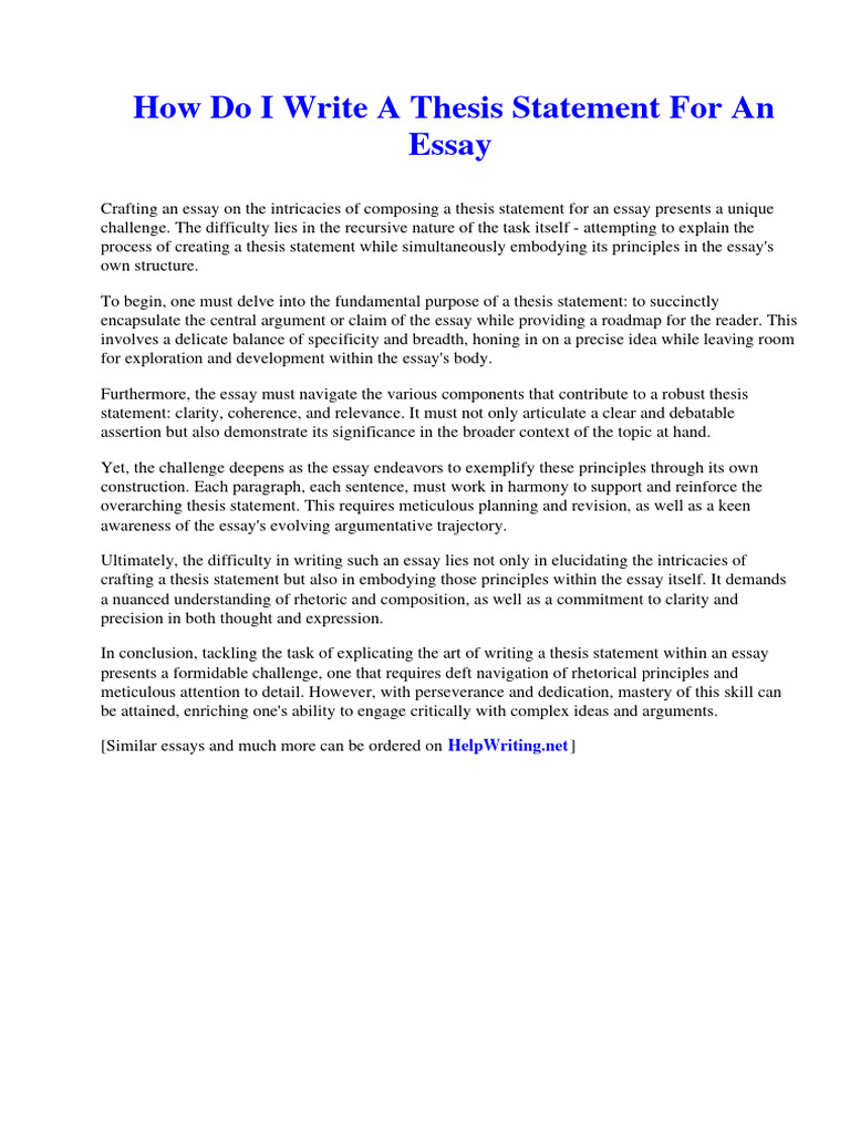 How Do I Write A Thesis Statement For An Essay | PDF | Fingerprint ...