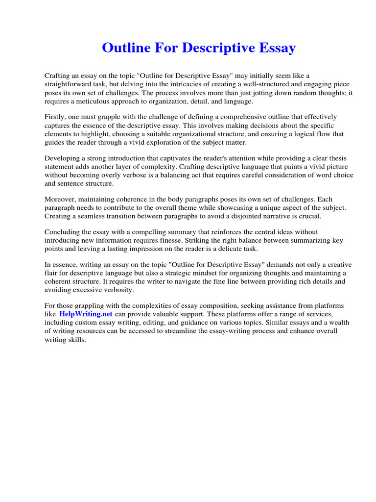 Outline For Descriptive Essay | Download Free PDF | Energy Technology ...