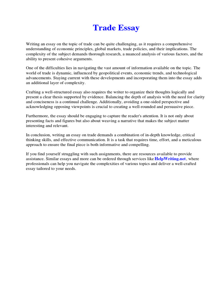 Trade Essay | PDF | Prescription Drugs | Essays