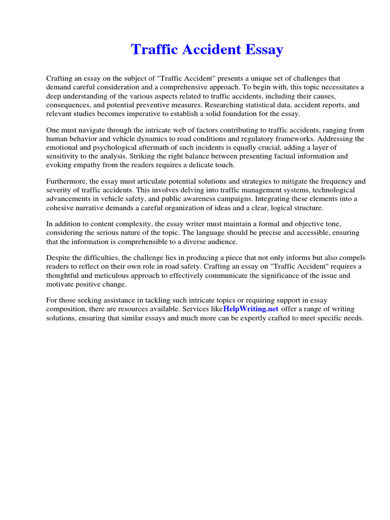 Traffic Accident Essay | PDF | Lgbt | LGBTQIA+ Studies