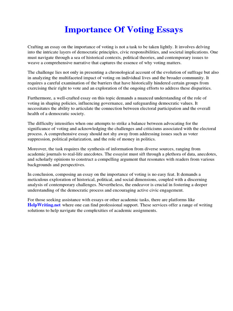 Importance of Voting Essays | PDF | Essays