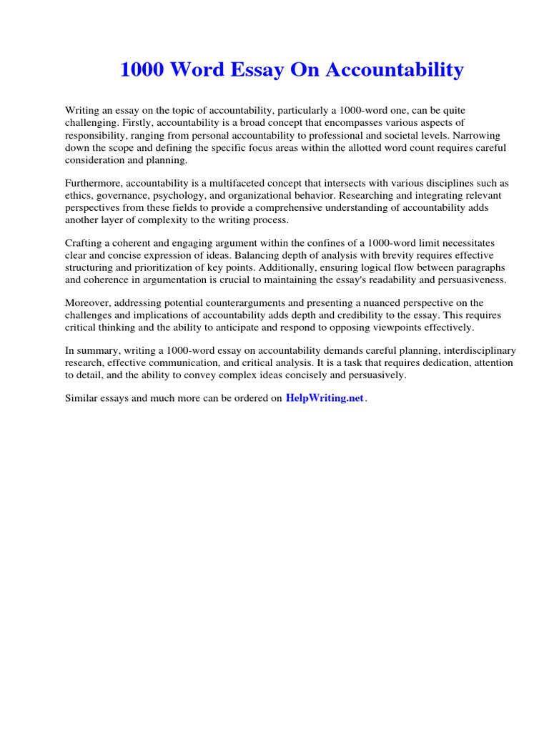 1000 Word Essay On Accountability | PDF