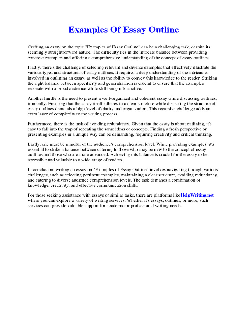 Examples of Essay Outline | PDF | Essays