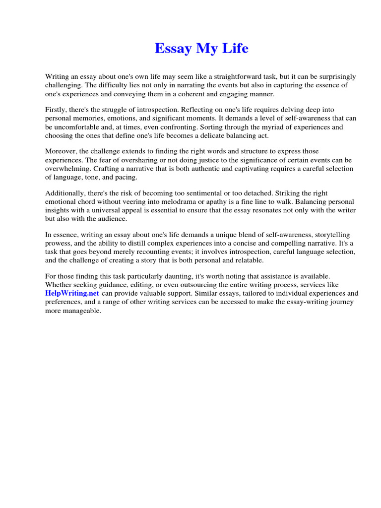 Essay My Life | PDF | Aslan | The Chronicles Of Narnia