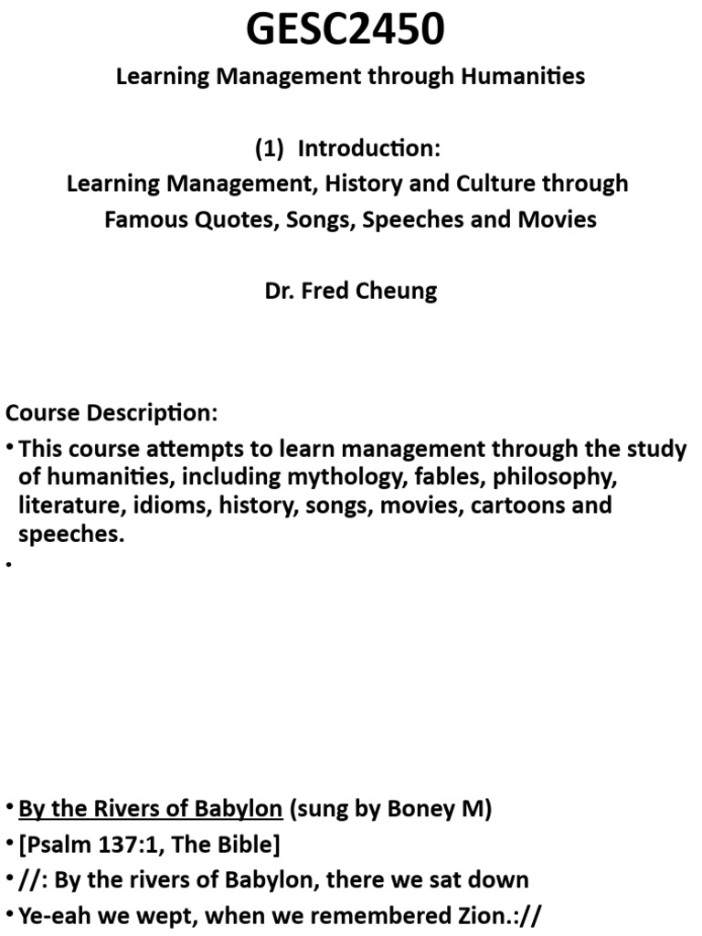 GESC2450, 1, Learning History and Culture Through Famous Quotes, Songs ...