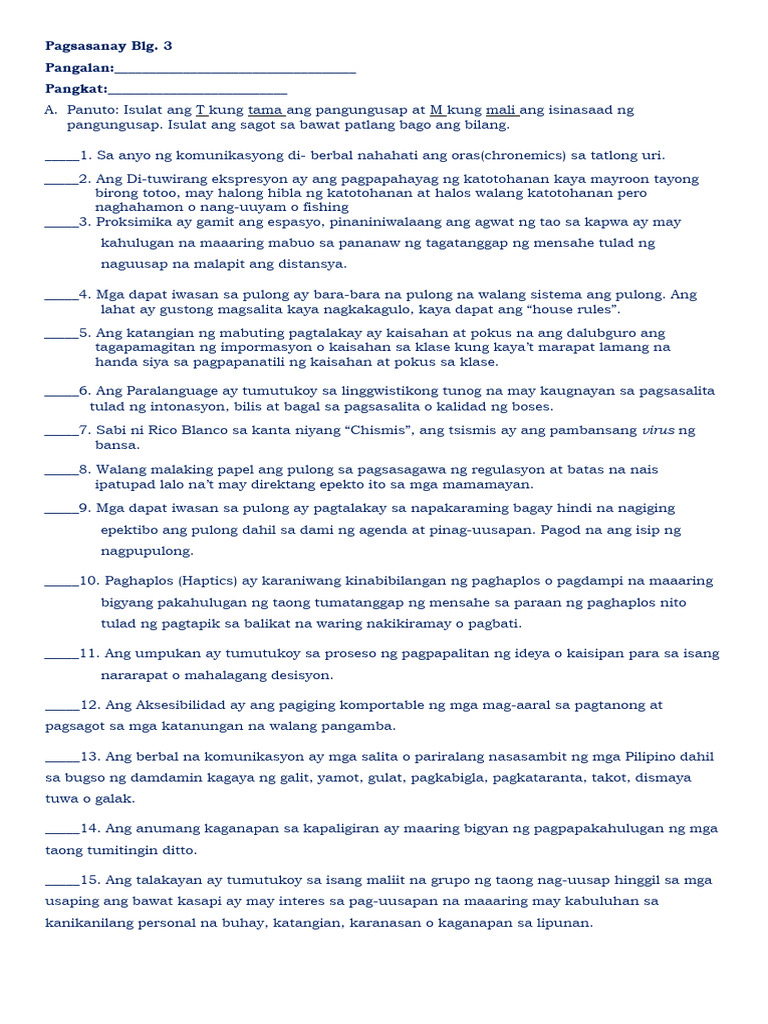 Pagsasanay Bl3 | PDF