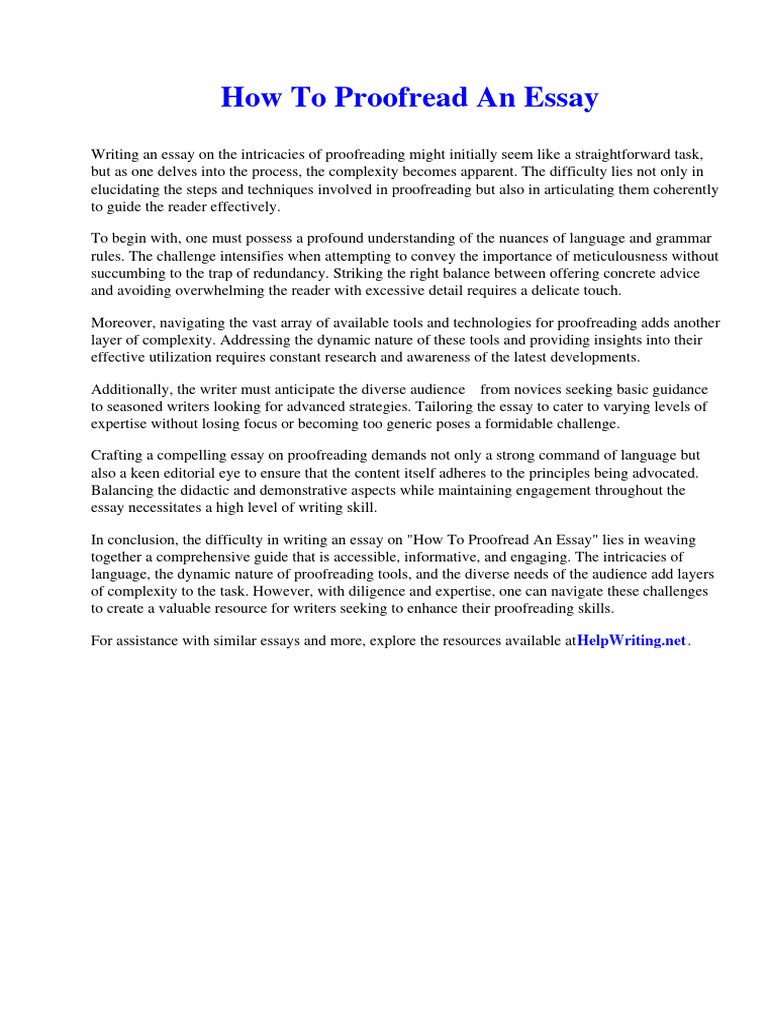 How To Proofread An Essay | PDF