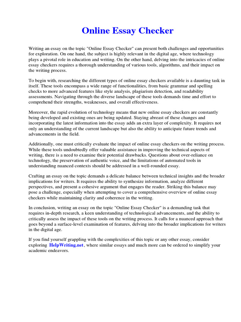 Online Essay Checker | PDF | Grief | Essays