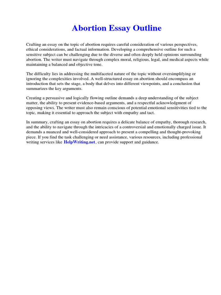 Abortion Essay Outline | PDF | Stars | Advent