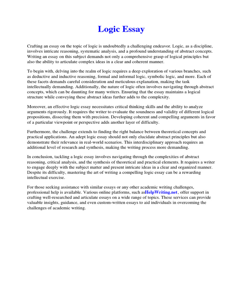 Logic Essay | PDF | Logic | Critical Thinking