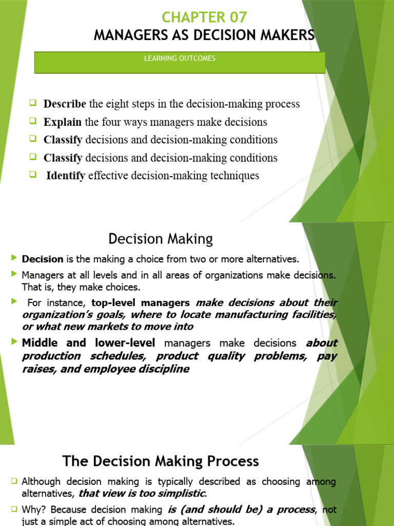 CH 04 Managers As Decision Makers | PDF | Decision Making | Rationality