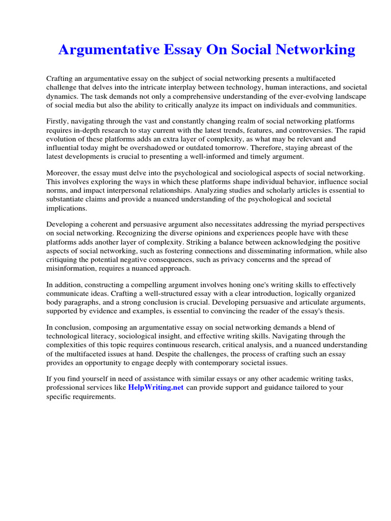 Argumentative Essay On Social Networking | PDF | Chemical Weapon ...
