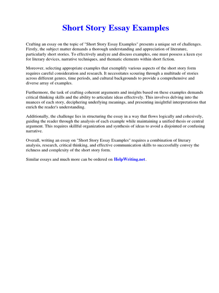 Short Story Essay Examples | PDF | Essays | Bob Dylan