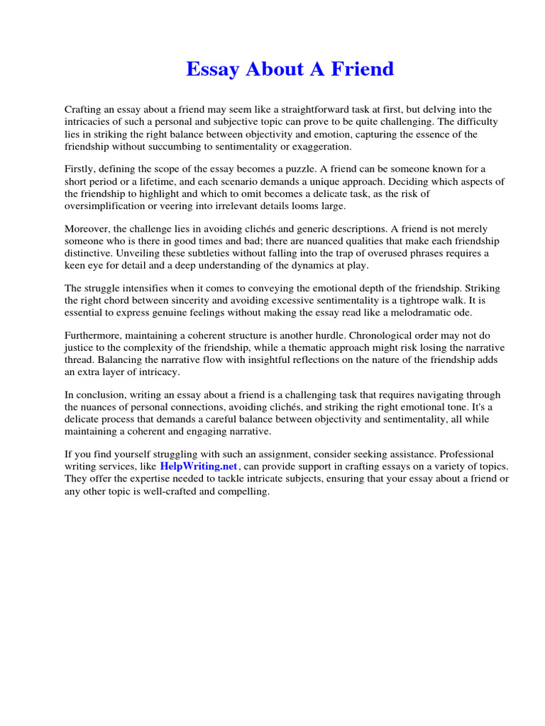 Essay About A Friend | PDF | Car | Essays